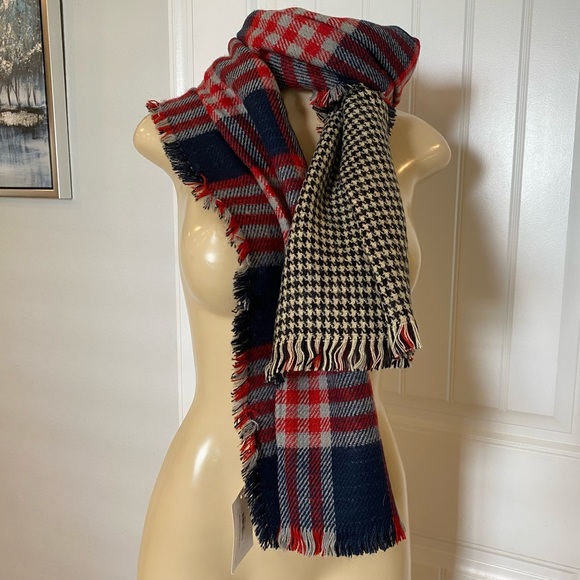 Accessories | Nwt Mixed Media Shaw Blanket Scarf Plaid Houndstooth ...